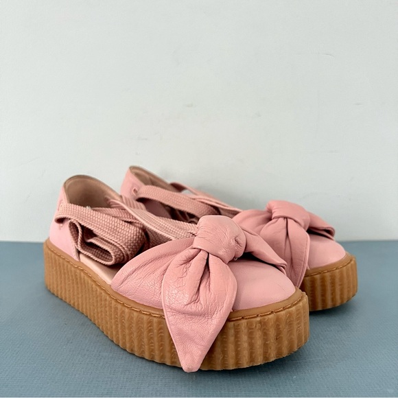Puma | Shoes | Puma X Fenty By Rihanna Pink Bow Lace Up Leather Creeper ...